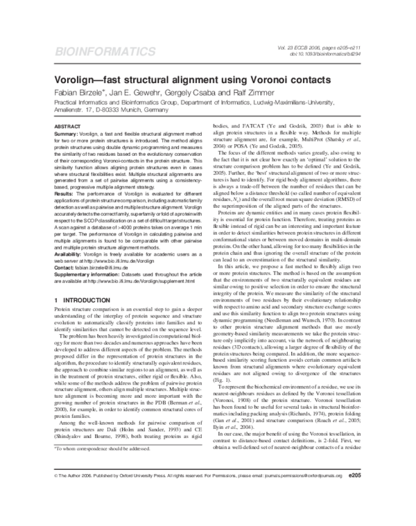 (PDF) Vorolign--fast structural alignment using Voronoi contacts