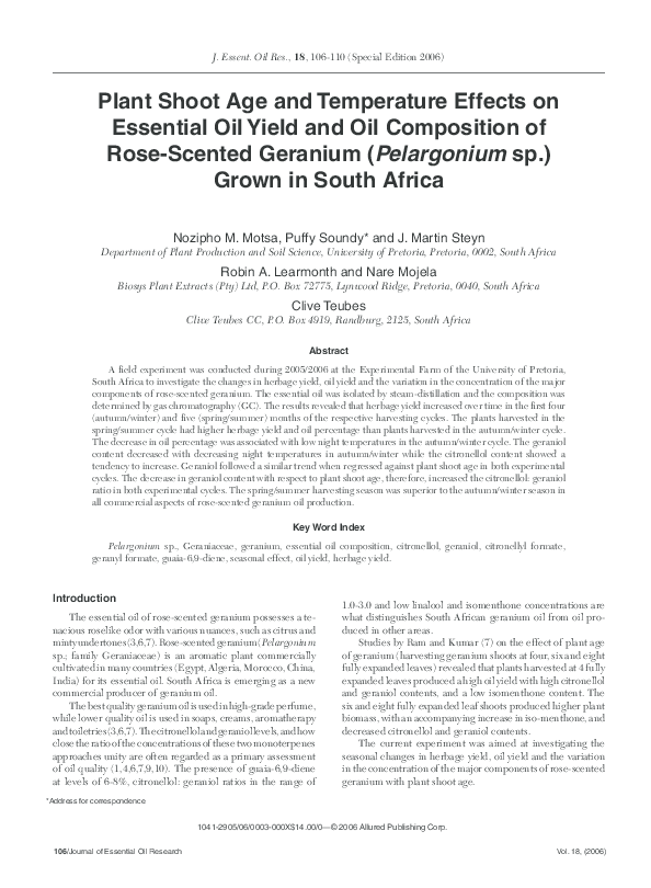 (PDF) Plant shoot age and temperature effects on essential oil yield ...