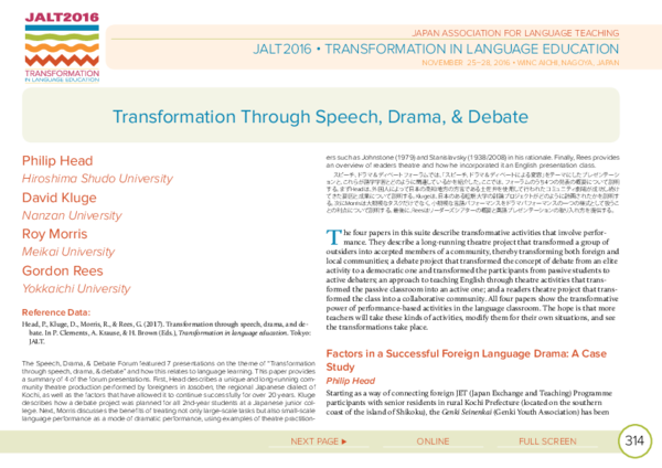 (PDF) Transformation Through Speech, Drama, & Debate