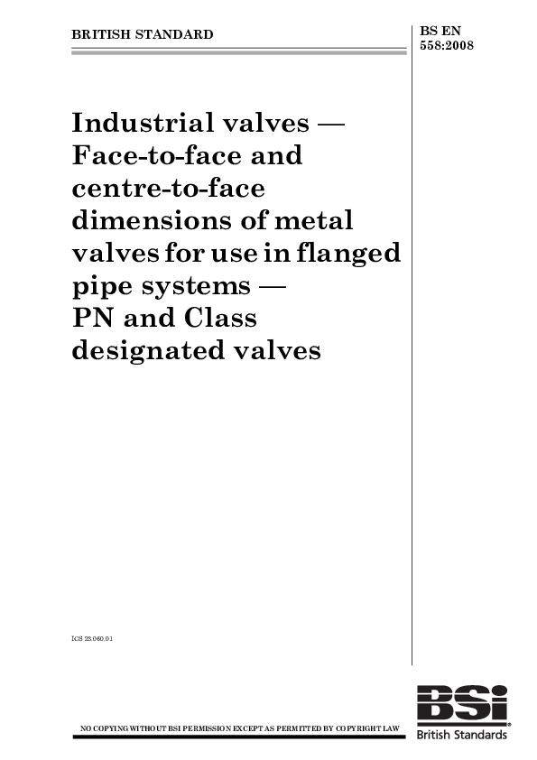 (PDF) Industrial valves — Face-to-face and centre-to-face dimensions of ...
