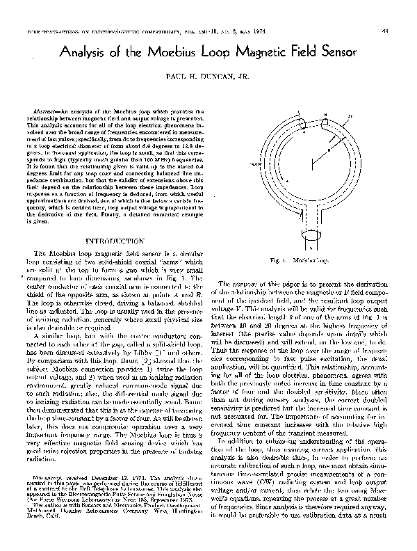 (PDF) Analysis of the Moebius Loop Magnetic Field Sensor