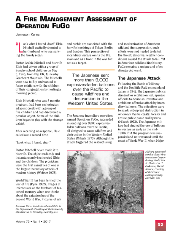 (PDF) A Fire Management Assessment of Operation FuGo | Jameson Karns ...