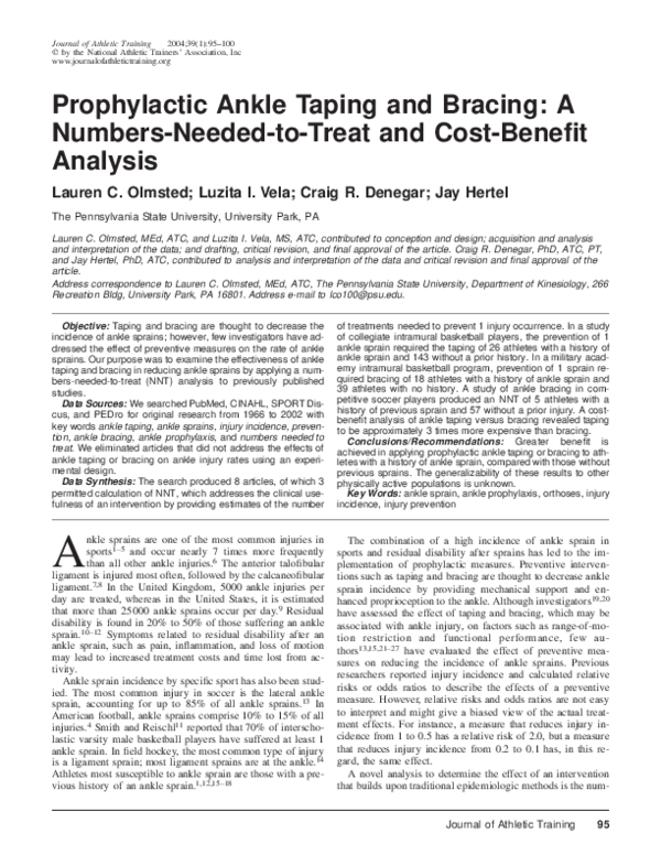 (PDF) Prophylactic Ankle Taping and Bracing: A Numbers-Needed-to-Treat ...