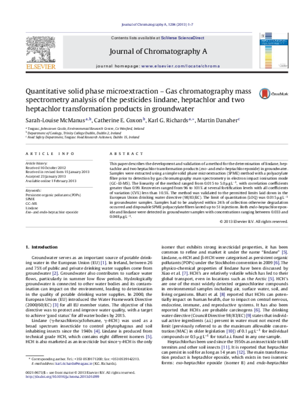(PDF) Quantitative solid phase microextraction – Gas chromatography ...