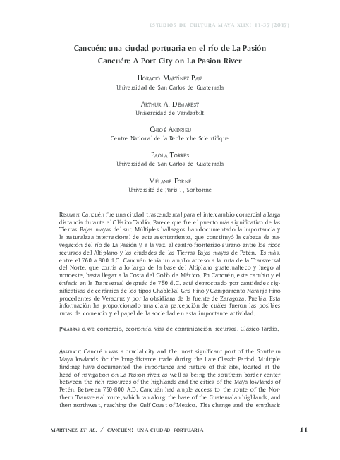 (PDF) Cancuén: una ciudad portuaria en el río de La Pasión, Martinez ...