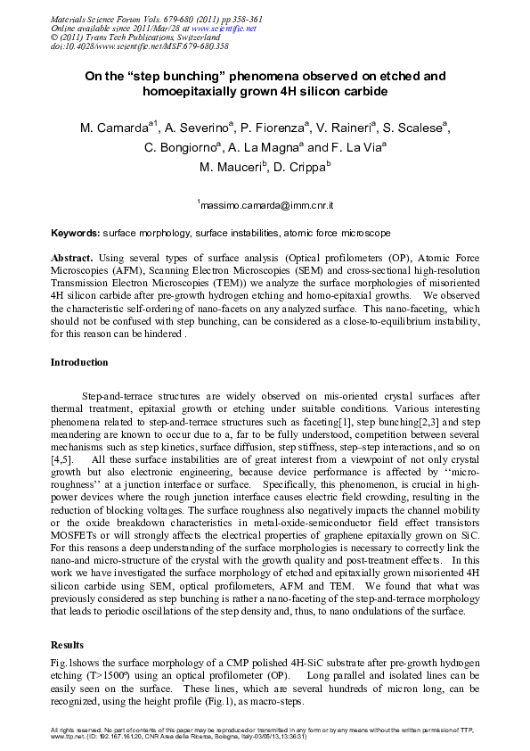 (PDF) On the “step bunching” phenomena observed on etched and ...