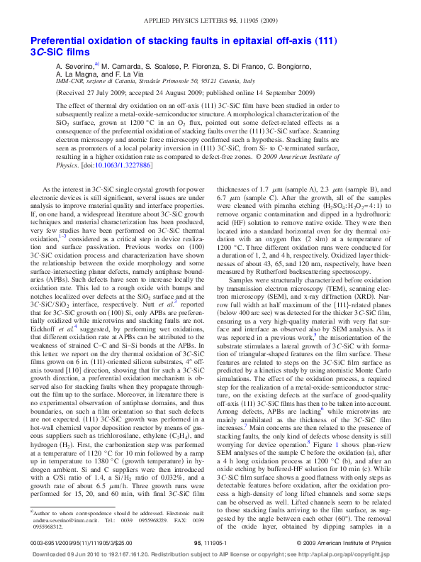 (PDF) Preferential oxidation of stacking faults in epitaxial off-axis ...
