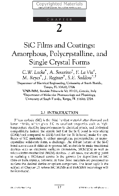 (PDF) SiC Films and Coatings: Amorphous, Polycrystalline, and Single ...