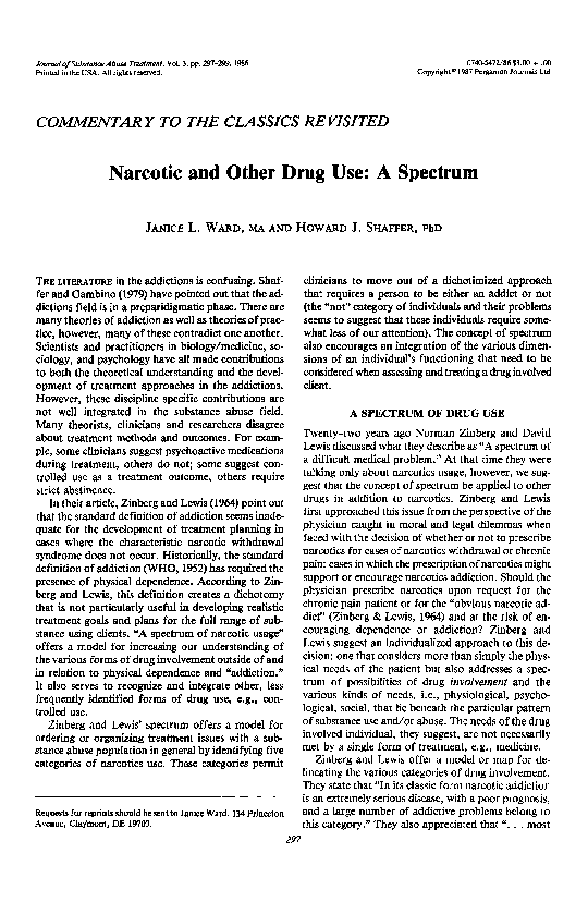 (PDF) Narcotic and other drug use: A spectrum