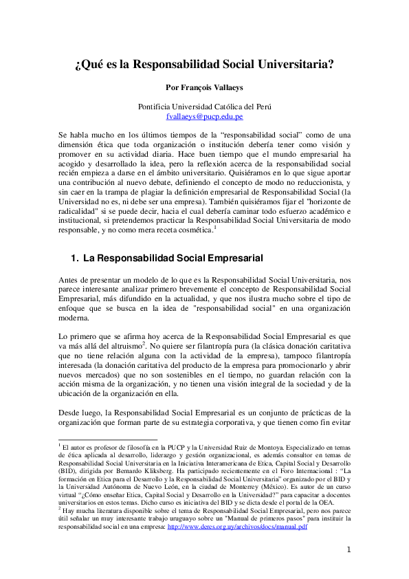 (PDF) Qué es la Responsabilidad Social Universitaria | Besterlin Berríos - Academia.edu