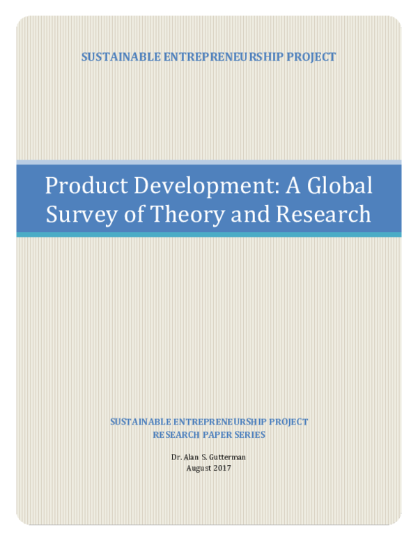 (PDF) Product Development: A Global Survey of Theory and Research