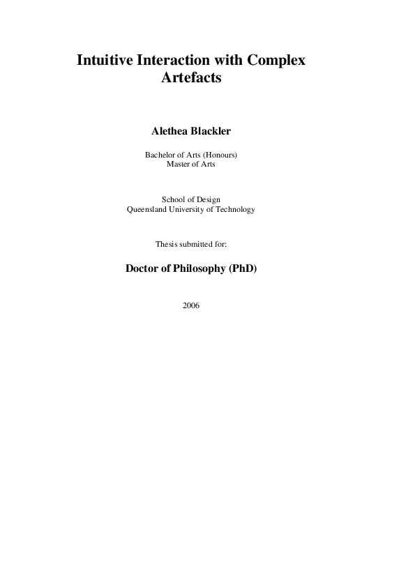 (PDF) Intuitive interaction with complex artefacts | Vesna Popovic ...