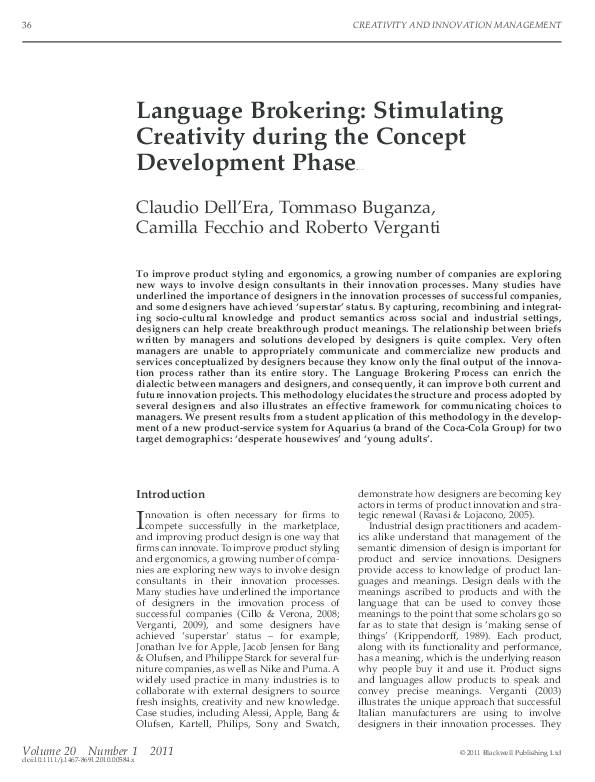 (PDF) Language Brokering: Stimulating Creativity during the Concept ...