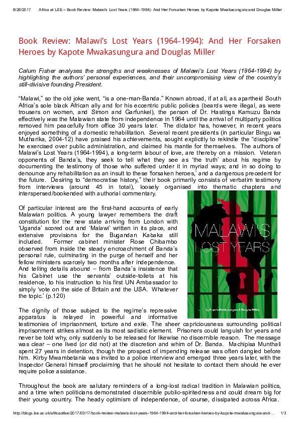 (PDF) Malawi's Lost Years Book Review.pdf
