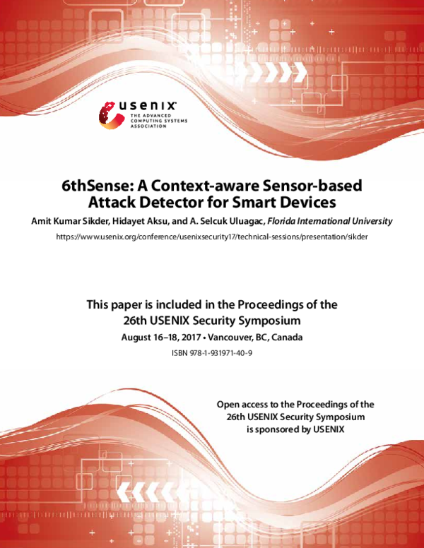 (PDF) 6thSense: A Context-aware Sensor-based Attack Detector for Smart ...