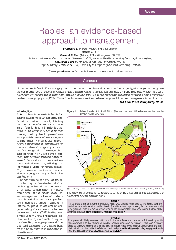 (PDF) Rabies: an evidence-based approach to management | Gboyega ...