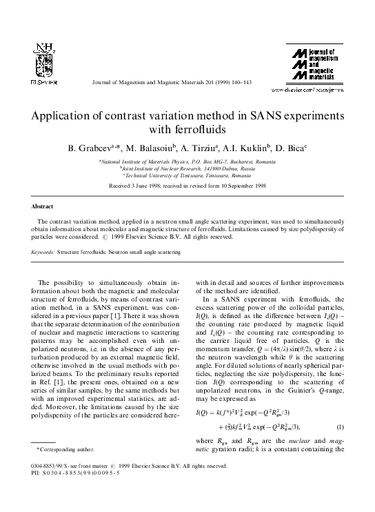 (PDF) Application of contrast variation method in SANS experiments with ...