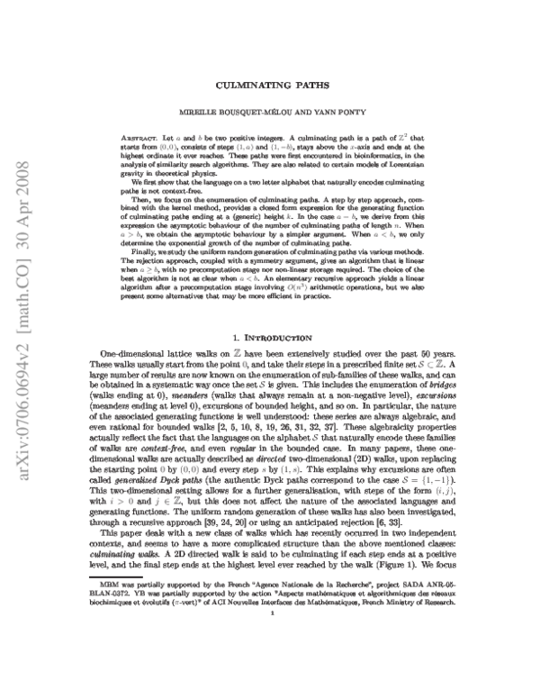 (PDF) Culminating Paths