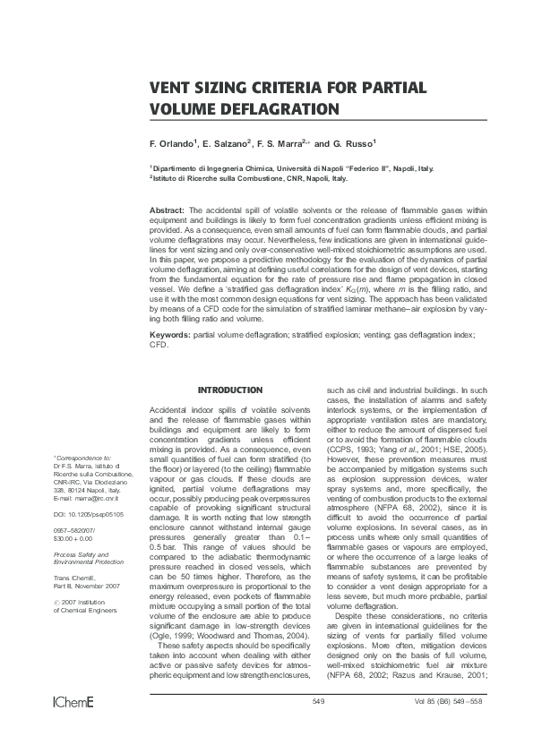 (PDF) Vent Sizing Criteria for Partial Volume Deflagration