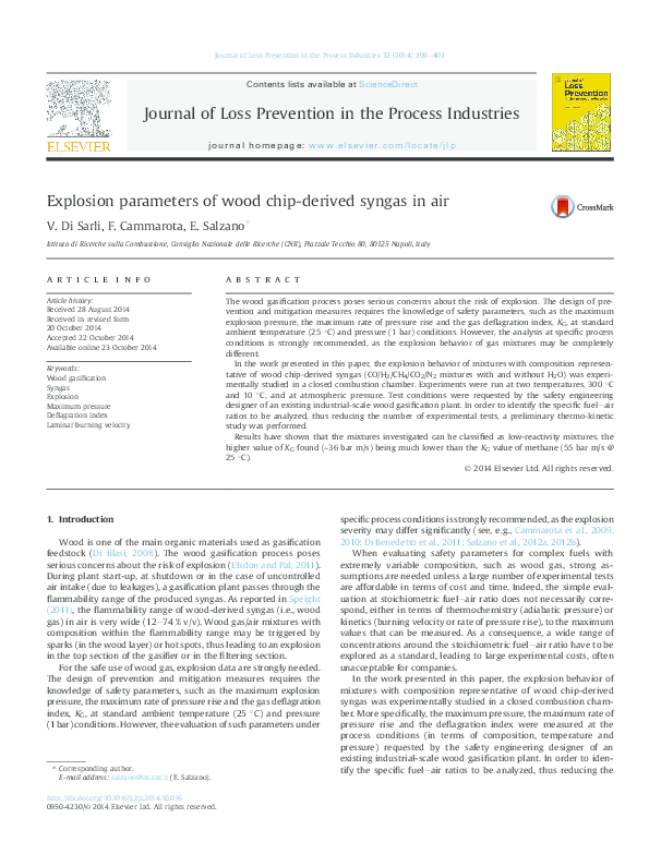 (PDF) Explosion parameters of wood chip-derived syngas in air