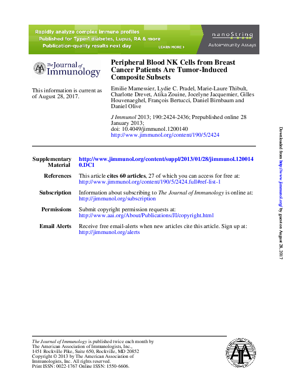 (PDF) Peripheral Blood NK Cells from Breast Cancer Patients Are Tumor-Induced Composite Subsets