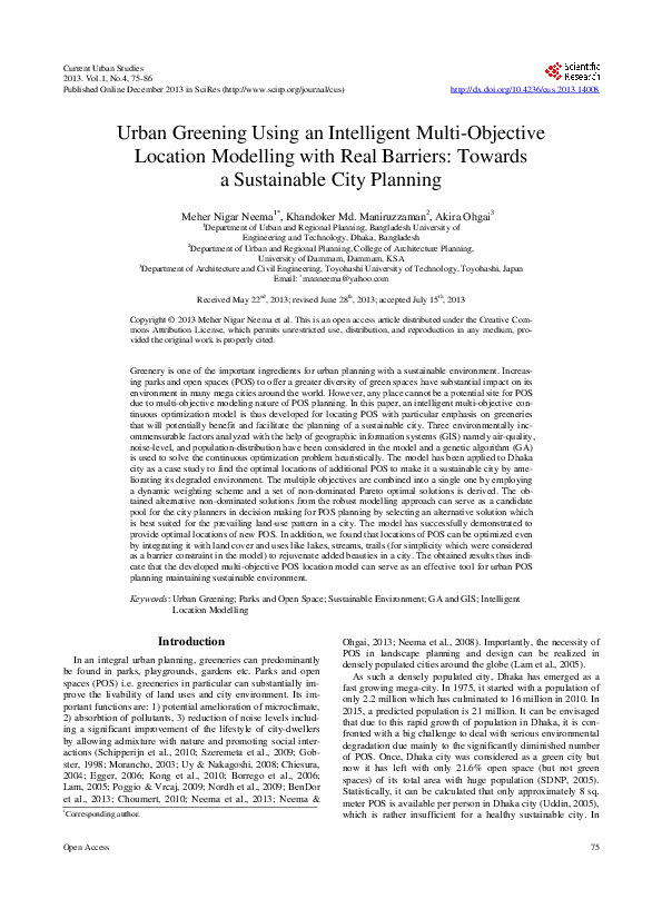 Pdf Urban Greening Using An Intelligent Multi Objective Location Modelling With Real Barriers