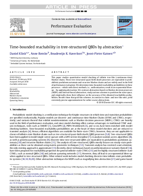 (PDF) Time-bounded reachability in tree-structured QBDs by abstraction