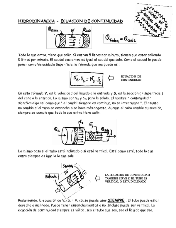 (PDF) HIDRODINAMICA -ECUACION DE CONTINUIDAD