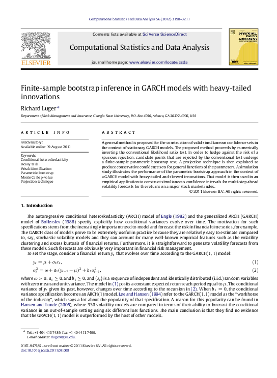 (PDF) Finite-sample bootstrap inference in GARCH models with heavy-tailed innovations