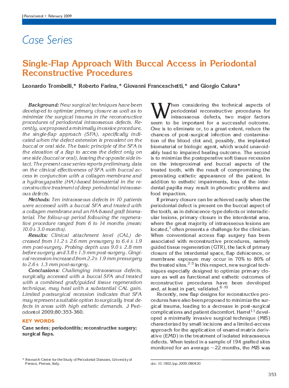 (PDF) Single-Flap Approach With Buccal Access in Periodontal ...