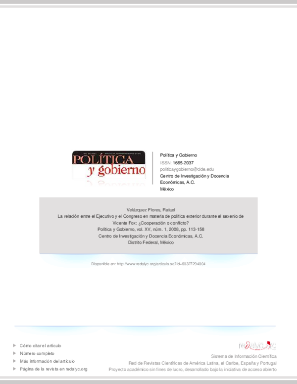 (PDF) La relación entre el Ejecutivo y el Congreso en materia de política exterior durante el ...