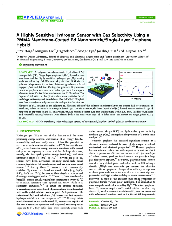 (PDF) A highly sensitive hydrogen sensor with gas selectivity using a ...