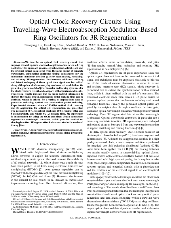 (PDF) Optical Clock Recovery Circuits Using Traveling-Wave ...