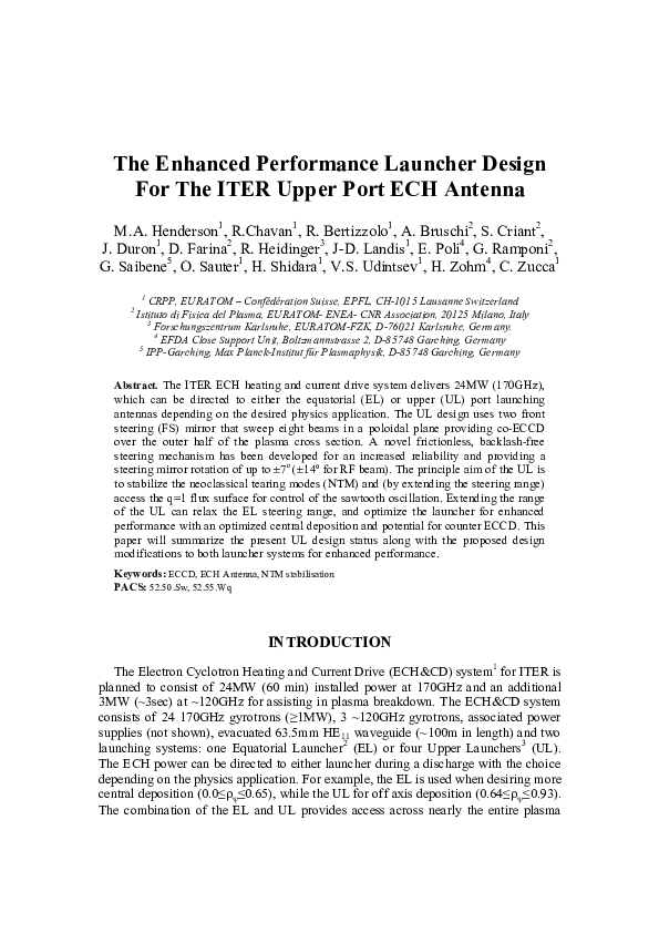 (PDF) The enhanced performance launcher design for the ITER upper port ...