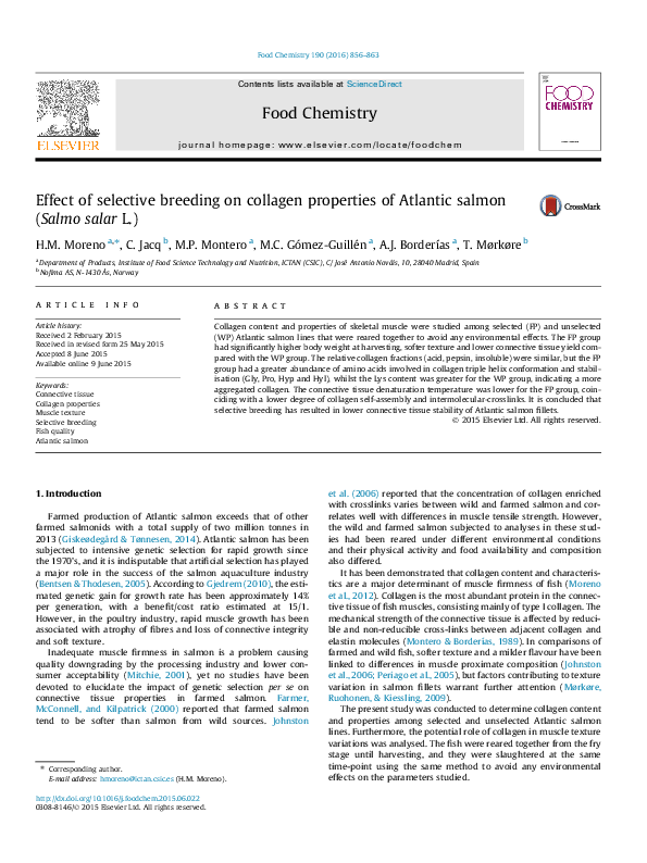 (PDF) Effect of selective breeding on collagen properties of Atlantic ...