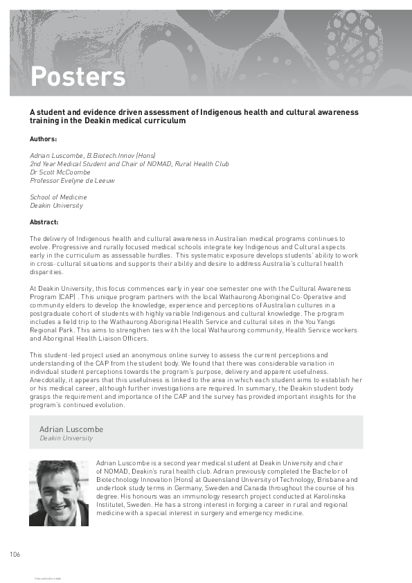 (PDF) A student and evidence driven assessment of Indigenous health and ...