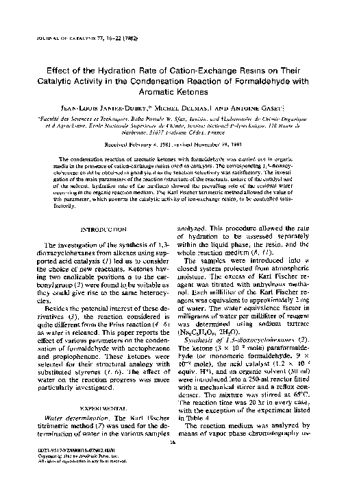 (PDF) Effect of the hydration rate of cation-exchange resins on their ...