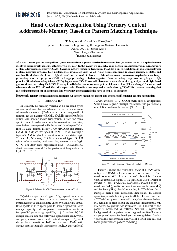 Pdf Hand Gesture Recognition Using Ternary Content Addressable Memory Based On Pattern