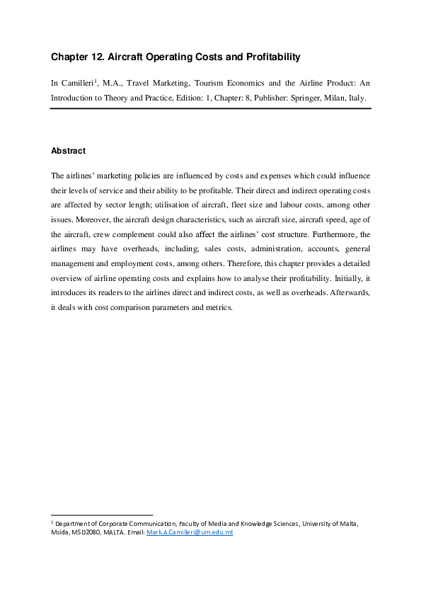 (DOC) Aircraft Operating Costs and Profitability