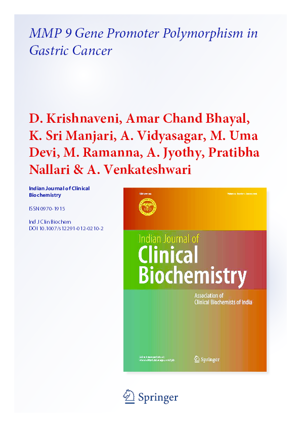 (PDF) MMP 9 Gene Promoter Polymorphism in Gastric Cancer | AMAR CHAND Bhayal and krishnaveni ...