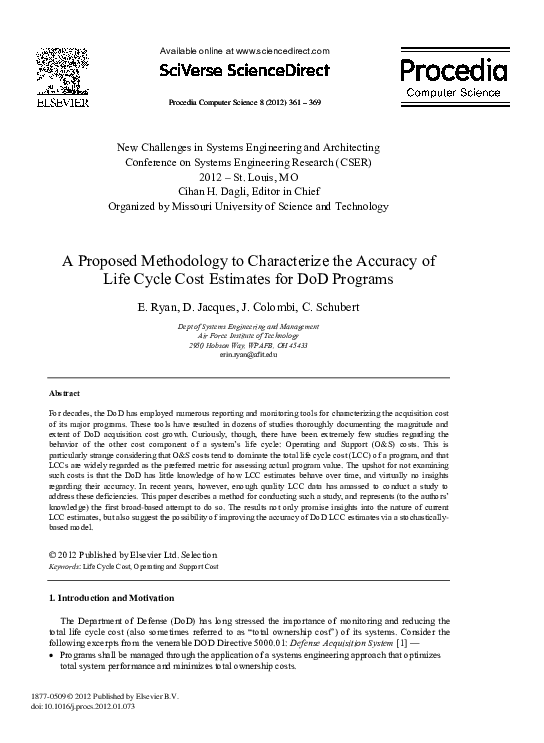 (PDF) A Proposed Methodology to Characterize the Accuracy of Life Cycle ...