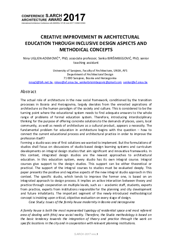 (PDF) CREATIVE IMPROVEMENT IN ARCHITECTURAL EDUCATION THROUGH INCLUSIVE ...