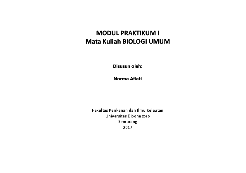 (PDF) MODUL PRAKTIKUM I Mata Kuliah BIOLOGI UMUM Disusun oleh