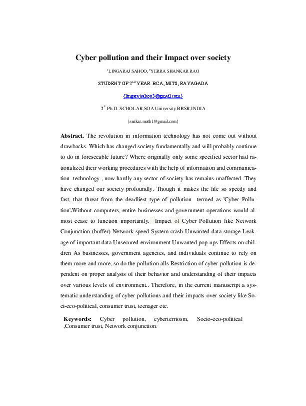 (PDF) Cyber pollution and their Impact over society