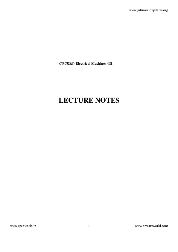 (PDF) COURSE: Electrical Machines -III