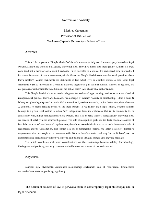 (PDF) Sources and Validity