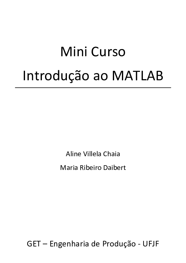 (PDF) Mini Curso Introdução ao MATLAB