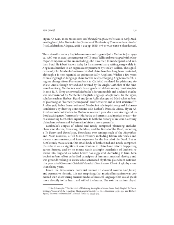 (PDF) Review of Hyun-Ah Kim, Humanism and the Reform of Sacred Music in ...