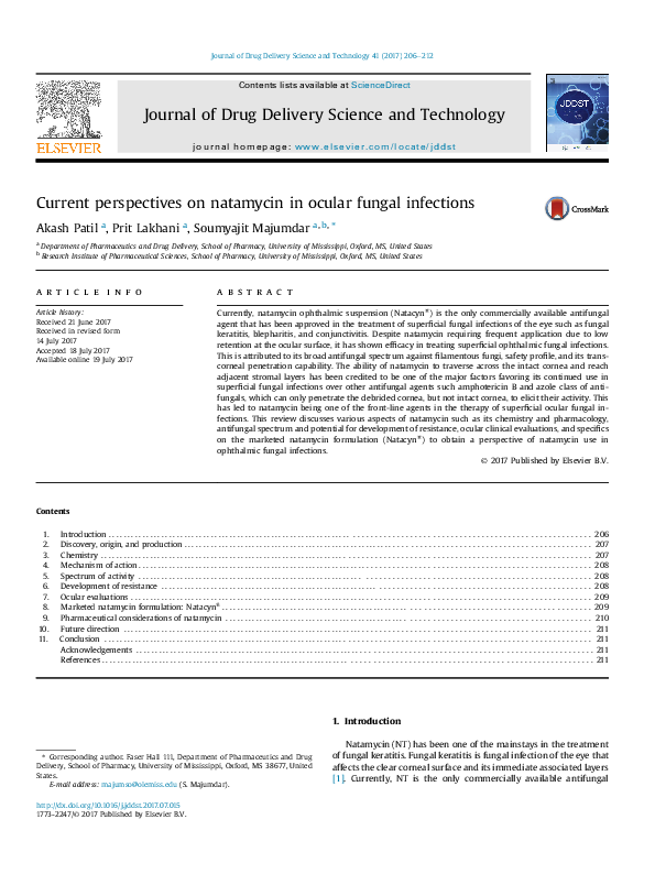 (PDF) Current perspectives on natamycin in ocular fungal infections