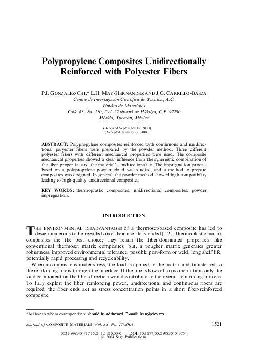 (PDF) Polypropylene Composites Unidirectionally Reinforced with ...